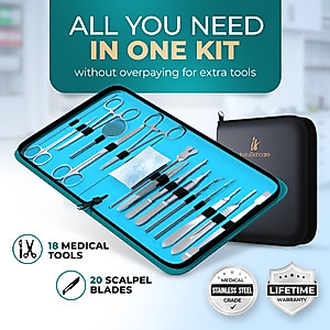 Advanced Dissection Kit Biology Lab Anatomy Dissecting Set with Stainless Steel Scalpel Knife Handle Blades for Medical Students and Veterinary by InstaSkincare