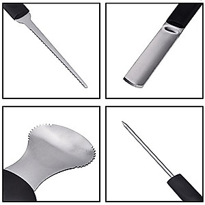 Antner Pumpkin Carving Tools Kit, 4 Pieces Heavy Duty Stainless Steel Carving Tools Set and 6 Pieces Halloween Pumpkin Carved Stencils Stickers