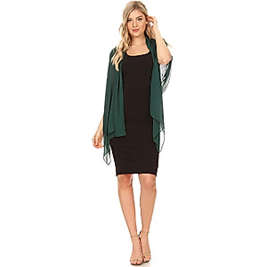 Sakkas 18225 - Jona Women Soft Sheer Chiffon Bridal Wedding Evening Scarf Shawl Wrap Stole - Green - 7029