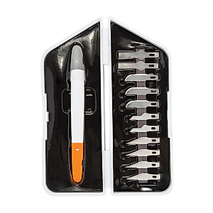 Fiskars 165180-1001 Easy Change Medium Duty Precision Craft Knife Cutting and Carving Set, Orange/White