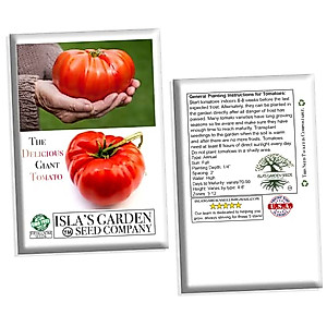 "The Delicious Giant" Beefsteak Tomato Seeds for Planting, 50+ Heirloom Seeds Per Packet, Non GMO Seeds, Botanical Name: Solanum lycopersicum, Can Grow to 1 Pound! Great Gift