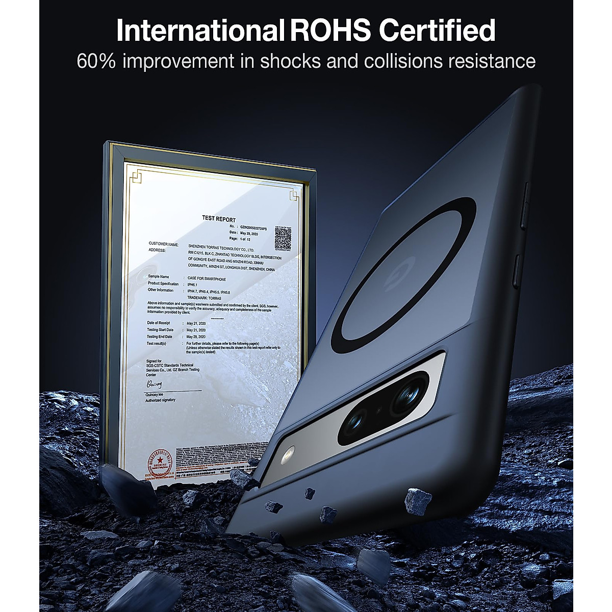 TORRAS Magnetic Guardian Designed for Google Pixel 7a Case [Military Grade Drop Tested] [Compatible with MagSafe] Slim Translucent Matte Case for Google Pixel 7a Phone Case (6.7"), Black Obsidian