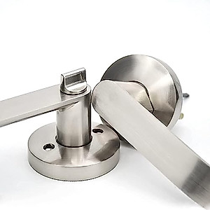 JIANLEI Door Lever Passage, Door Handle, Zinc Alloy Material, Three-bar Handle Lock, Twist 45 ° to Unlock, Heavy Hand Lock, Reversible for Right & Left Side(Silver-Passage, Curved)