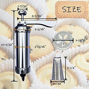 Cookie Press and Icing Set, Aluminium Alloy Cookie Decorating Tools, Excellent Baking Supplies, Including 13 Cookie Pattern Discs and 8 Icing Nozzles