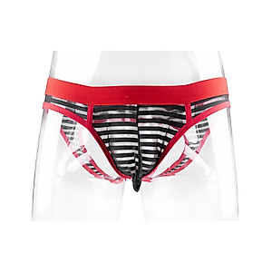 Evankin Men Jockstraps Cotton Mesh Breathable Men Underwear Briefs Thongs Gay Underwear(203-Black,M)