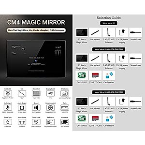 waveshare 13.3inch Magic Mirror Mini-Computer Powered by Raspberry Pi CM4 13.3inch HD Touch Screen with USB/ETH Ports with Powerful Raspberry Pi CM4101000 Inside