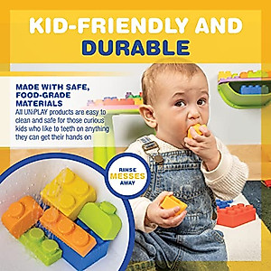 UNiPLAY Building Blocks Daycare Play Shelf with Storage 11 Piece Set, Sensory Toys Storage Bin and Play Shelf for Teething Baby Starter Learning Building Blocks, Ages 3 Months and Up, Purple
