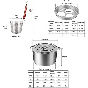 ANSNAL Stainless Steel Pasta Cooker Insert Set, Commercial Stock Pot with Pasta Pot and Insert Strainer Steamer Basket for Home Kitchen Restaurant Cookware, 4 Holes