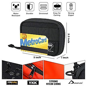 Rough Enough Neck Wallet for Men Teen Boys with Lanyard Coin Pocket Zipper Card Holder Accordion Black Cordura