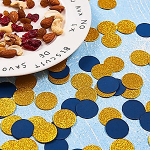 200pc Navy Blue Gold Paper confetti, Circle Dots Glitter Party Table Confetti for Wedding Baby Shower Birthday Party Decoration Suppiles Table Decoration 1 Inch