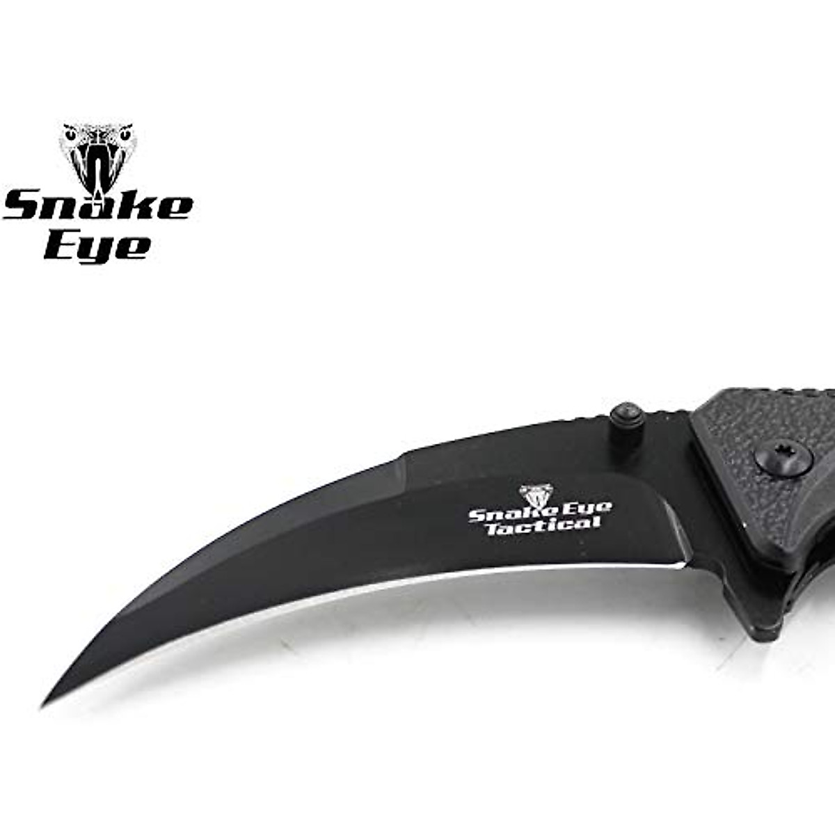 Snake Eye Tactical Everyday Carry Spring Assist Style Folding Pocket Knife EDC (Black)