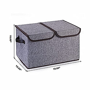 Enova Home Collapsible Storage Bins with Cover Fabric Storage Basket Fabric Organizer, Storage Organization, Organizer Bin (Grey)
