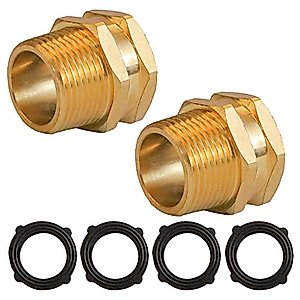 Hourleey 3/4" GHT Female X 3/4" NPT Male Connector, GHT to NPT Adapter Brass Fitting, 2 Pack