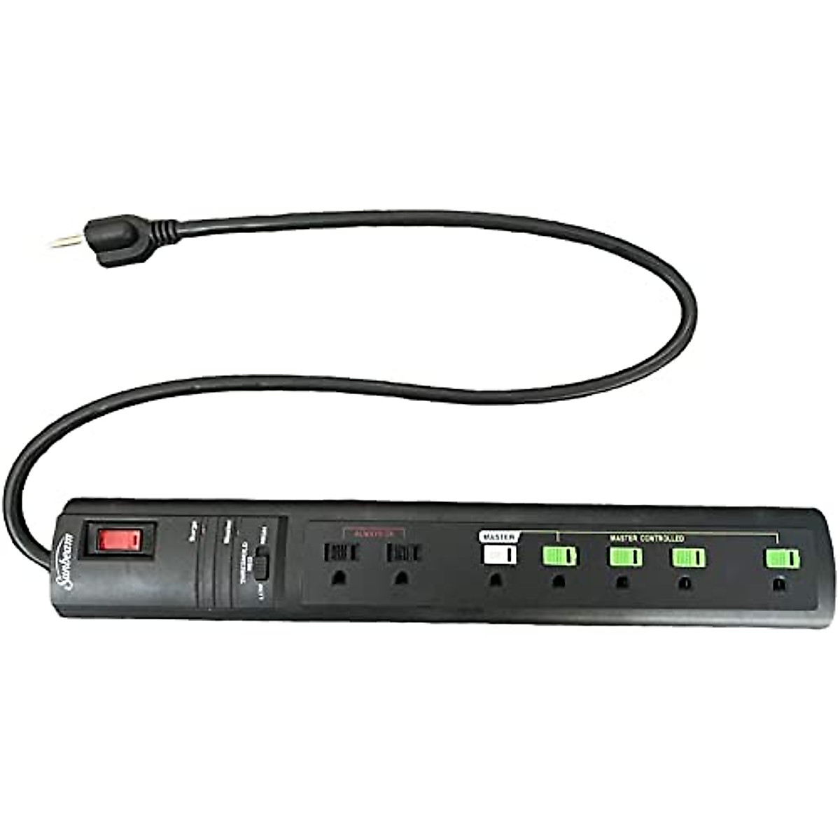 pot (Pack 5) Sunbeam Advance 7 Outlet Power Strip, 15A Power Strips with Surge Protection Cord, Power Outlet Extender with Adjustable Threshold