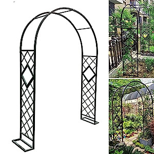 Garden Arch for Climbing Plants Black Metal Garden Archway for Outdoor Grape Vines Rose Trellis Metal Iron Wide 1.4m 1.8m 2.2m 3m 3.4m (Color : Black, Size : 102" W x 91" H)