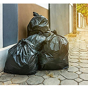 95-96 Gallon Trash Bags (50/Bags w/Ties, Wholesale) Large Black Heavy Duty Can Liners, Large 90 Gal, 95 Gal, 96 Gal,100 Gallon Garbage Bags, (Black)
