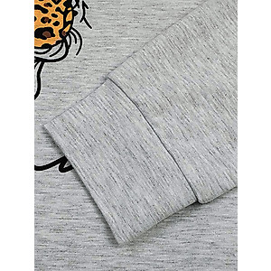 StarVnc Funny Mama Sweatshirt For Women Mom Life Leopard Skull Graphic Shirt Casual Long Sleeve Pullover Tops, Grey