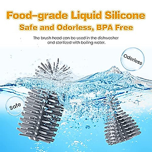 Electric Baby Bottle Brushes USB Rechargeable, Waterproof Bottle Cleaner Brush Wall-Mounted, with Silicone Bottle/Pacifier/Straw Brush, Two-Speed Cleaning Mode, 360° Rotating Cleaning, 1200mAh (Grey)