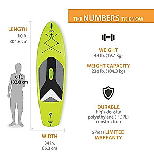 Lifetime 90891 Horizon 100 Stand-Up Paddleboard, 2 Pack, Paddles Included, Lime Green, 10'