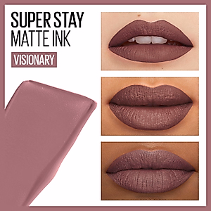Maybelline Super Stay Matte Ink Liquid Lipstick Makeup, Long Lasting High Impact Color, Up to 16H Wear, Visionary, Taupe Purple, 1 Count