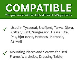 Spare Hardware Parts Replacement for IKEA Bed Frame Part 139301 (Mounting Plate) and 105307 (Screws)
