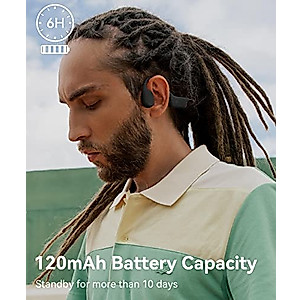 Bone Conduction Headphones Wireless Open Ear Headphones Bluetooth Earbuds with IP67 Waterproof Workout Headphones Built-in Mic Sport Air Conduction Headphones for Running Cycling (Black)