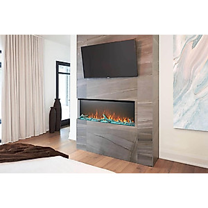 Napoleon Trivista Primis 60 3-Sided Electric Linear Fireplace - Built-in Design - Multi-Color Flames with Large Crystal Cubes and Natural Looking Birch Logs - NEFB60H-3SV