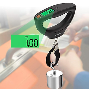 Mougerk 110lb 50kg Portable Digital Hanging Luggage Weight Scale Postal Scales, 2 AAA Batteries (Not Included) (Black)