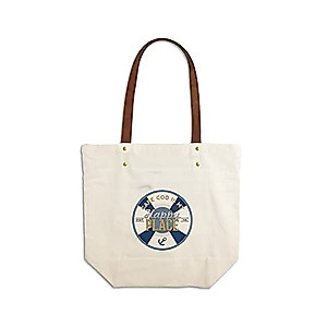 Cape Cod, Massachusetts, Cape Cod is My Happy Place, Contour (Canvas Deluxe Tote Bag, Faux Leather Handles & Zip Pocket)