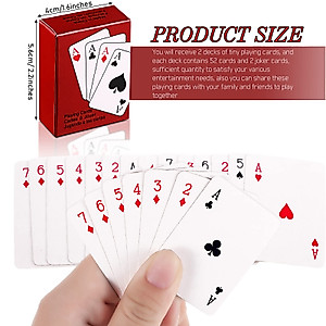 Zhanmai 2 Decks of Playing Cards Mini Playing Cards Small Playing Cards Tiny Cards Deck Miniature Traveling Poker Deck Cards for Party Game Supply, 2.2 x 1.57 Inches