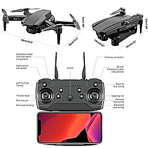 LGDEERCO Folding Drone 4K HD Dual Camera with 50x Zoom Lens HD Image Transmission Add Music Online MV Online Editor Intelligent Height Setting