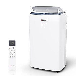 Euhomy 10,000 BTU Portable Air Conditioners with Built-in Dehumidifier, Fan, Quiet AC Unit Cools Rooms to 350 sq.ft, LED Display, Remote Control, Complete Window Mount Exhaust Kit, White.