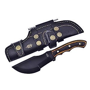 Buck n Bear Custom Handmade D2 Steel Fixed Blade Tactical Bushcraft Tracker Survival Hunting Knife (Maple Burl Handle)
