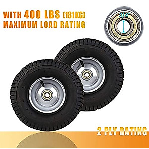(2 Pack) 15 x 6.00-6 Tire and Wheel Set - for Lawn Tractors with 3” Centered Hub and 3/4" Sintered iron bushings