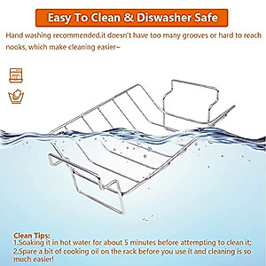 Rib Racks for Big Green egg, Smoking and Grilling Rib Rack, Big Green Egg Accessories, Turkey Roast Rack Dual-Purpose for Large and XLarge Big Green Egg,18" or bigger Kamado grill,100% Stainless Steel