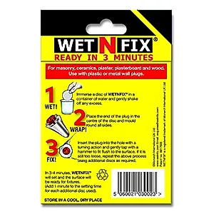 WETNFIX (20 Discs) - Fixing Wall Anchors Fast! Ideal for Loose Wall fixtures Such as Curtain Rails, Toilet roll Holders. Ideal for Drywall and Masonry.