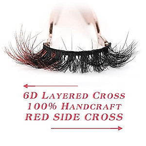 False Eyelashes Fluffy Mink Lashes Wispy Colored Lashes Red Strip Lashes Pack by Kiromiro (Red)