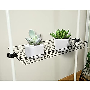 Hershii Adjustable Clothes Hanging Rail Heavy Duty Indoor Garment Rack Shelf Tidy Poles Floor to Ceiling Telescopic Closet Wardrobe Organizer Height 110-310cm, White, with Storage Basket