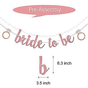 WEIANDBO Rose Gold Glitter Single Bride Party Banner, Engagement and Wedding Party Decorations, Pre-Strung,Bride to be