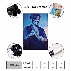 SHUOJIN Performer Johnny Depp Poster Wall Art Picture Painting Poster Canvas Print Posters Artworks Bedroom Living Room Decor 16x24inch(40x60cm)