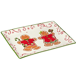 Certified International Holiday Magic Gingerbread Rectangular Serving Platter, 14" X 10", Multicolor, Large