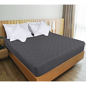 Utopia Bedding Quilted Fitted Mattress Pad (Queen, Grey) - Elastic Fitted Mattress Protector - Mattress Cover Stretches up to 16 Inches Deep - Machine Washable Mattress Topper