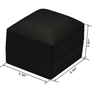 The Jewellery Pak LED Black Ring Box for Proposal, Wedding, Engagement, Valentine Day, Mother's Father's Christmas Luxury Jewelry Gift with Light Dimension 2.36(W)x2.56(D)x1.97(H) inch, Classical