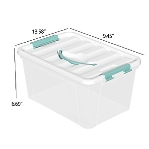 Xyskin 14 Quart Clear Storage Bins with Lid and Green Handle, Storage Latch Box/Bin Organizing Container