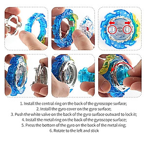 MECHGYRO Play Blade Blade Toy Set Metal Fusion Burst Sword Launcher LR Gyro B-203-02 King Helios MR. Gg.Zl-10 Bey Battling Top Toys Left and Right Launcher Grip Bay Blades 8-12 Game Set Gift for Boys