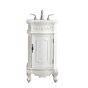 ELEGANT LIGHTING 19 inch Single Bathroom Vanity in Antique White with Ivory White Engineered Marble