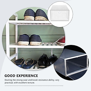 Cabilock 5pcs Shoe Storage Box Clear Plastic Stackable Shoe Organizer Space Saving Foldable Shoe Rack Sneaker Container Bin Holder Display Case