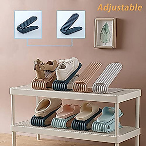 Shoe Racks ZXK Shoe Slots Organizer Stackable Shoe Stackers Adjustable Double Deck Holder for Closet Space Saver Easy Shoe Organizer(10-Pack), Gray