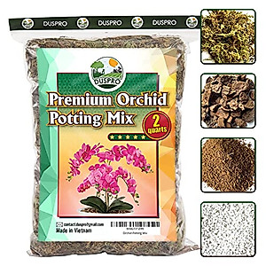 DUSPRO Orchid Potting Mix with Moss Pine Bark Mulch Perlite Stone & Coco Peat Natural Ingredients, Orchid Repotting Kit Drainage Indoor Potting Medium Great for Plant Root Climbing & Expanding