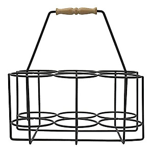 GANAZONO Tabletop Wine Rack 6 Wine Bottle Holder with Handle Bottle Storage Rack Stands Metal Wine Organizer Bar Cart Accessories for Beverage Wine Beer Black
